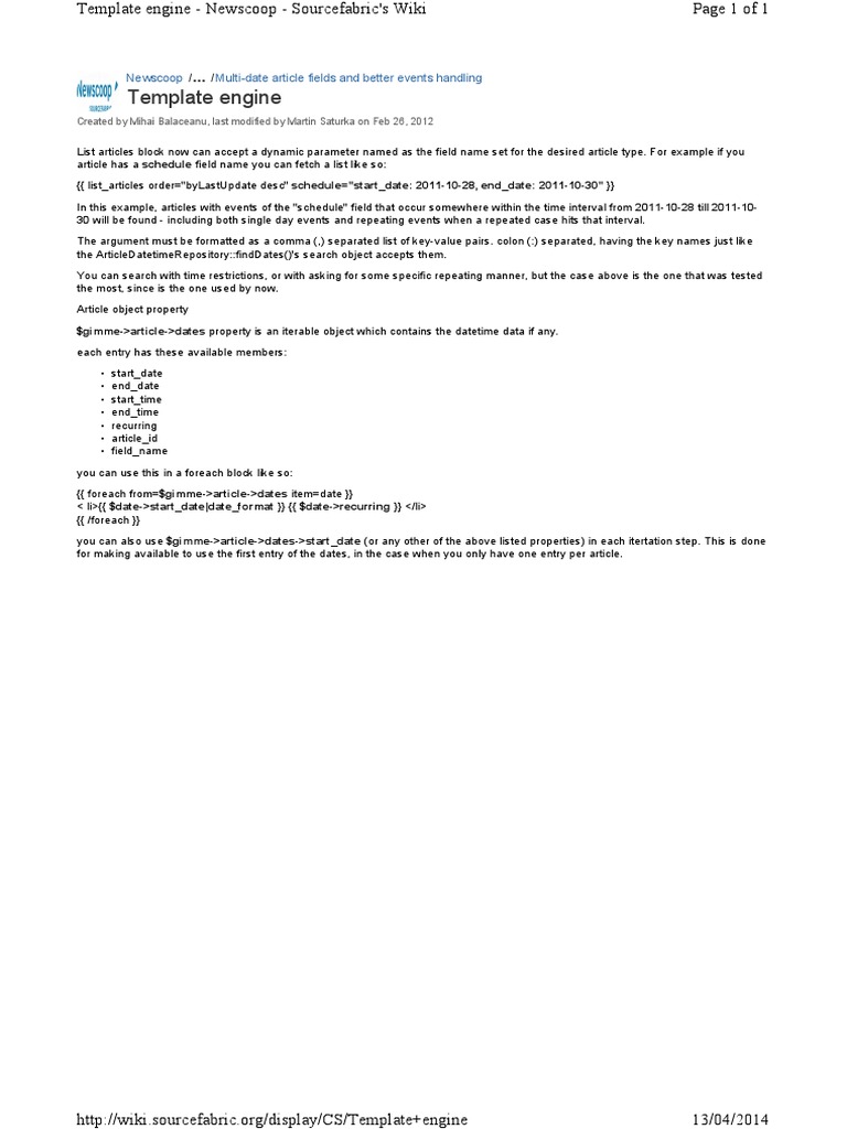 Newscoop Template Engine Guide | PDF