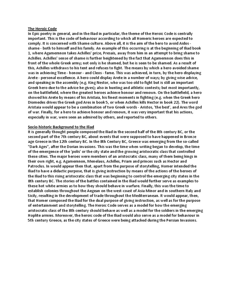 The Heroic Code | PDF | Iliad | Hero