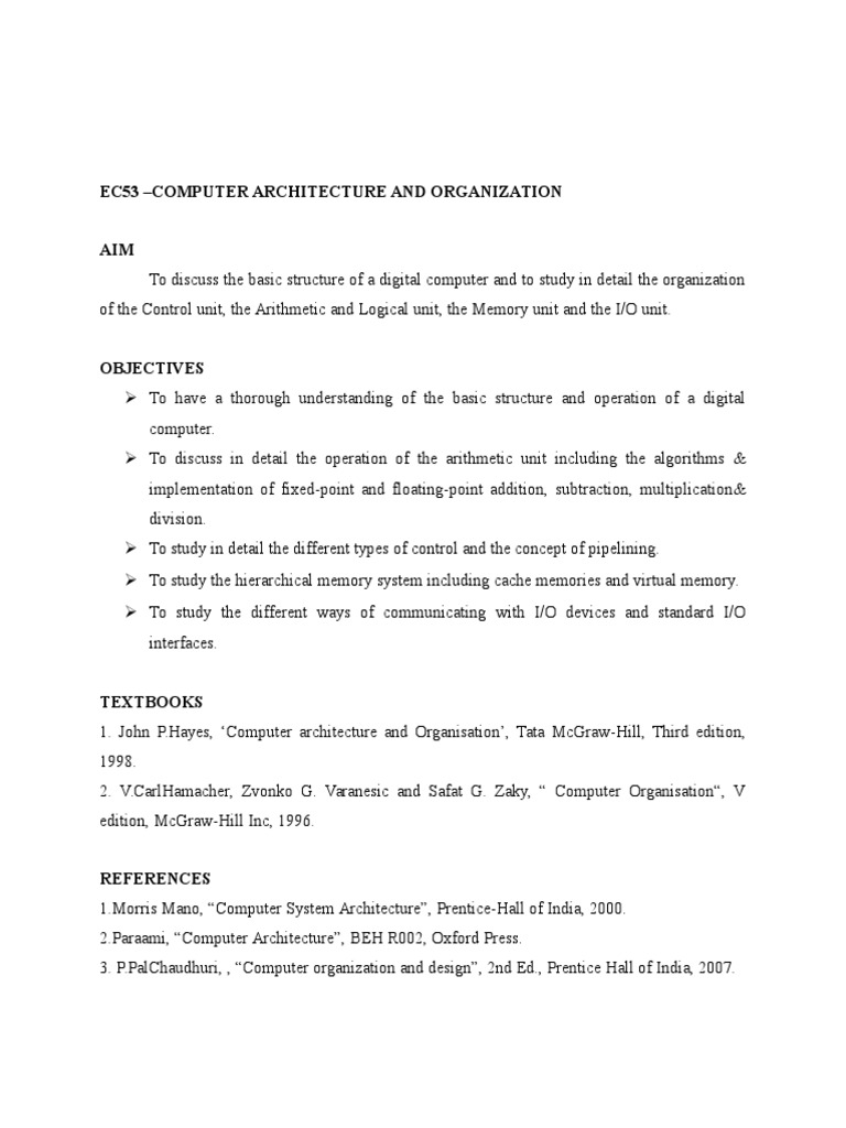 Ec53 - Computer Architecture and Organization | Download Free PDF | Instruction Set | Central ...