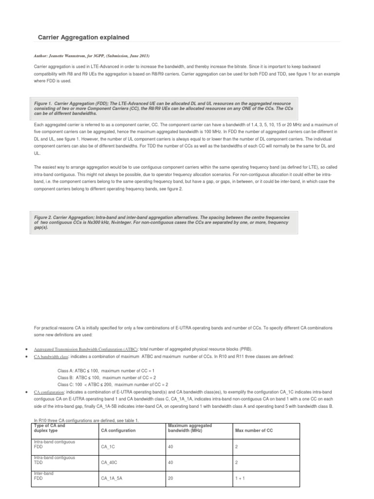 Carrier Aggregation Explained | PDF | Lte Advanced | Duplex (Telecommunications)
