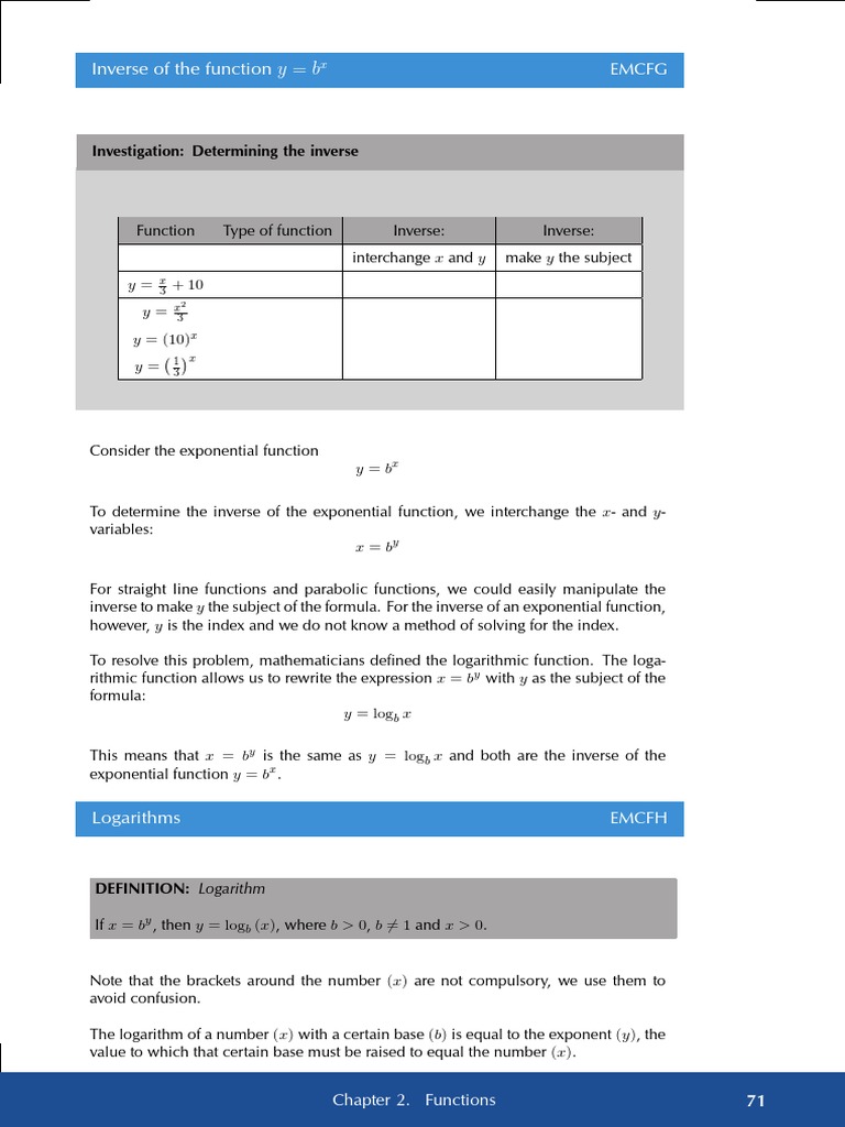 Inverse of Exponential Functions Explained | PDF | Teaching Methods ...