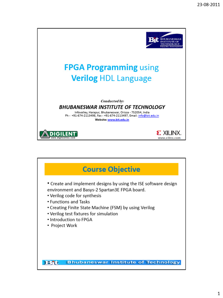 Fpga Programming Using Verilog Hdl Language Pdf Hardware Description Language Subroutine 