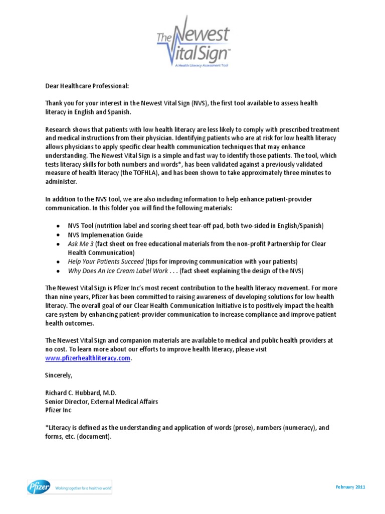 Health Literacy New Vital Sign | PDF | Literacy | Patient