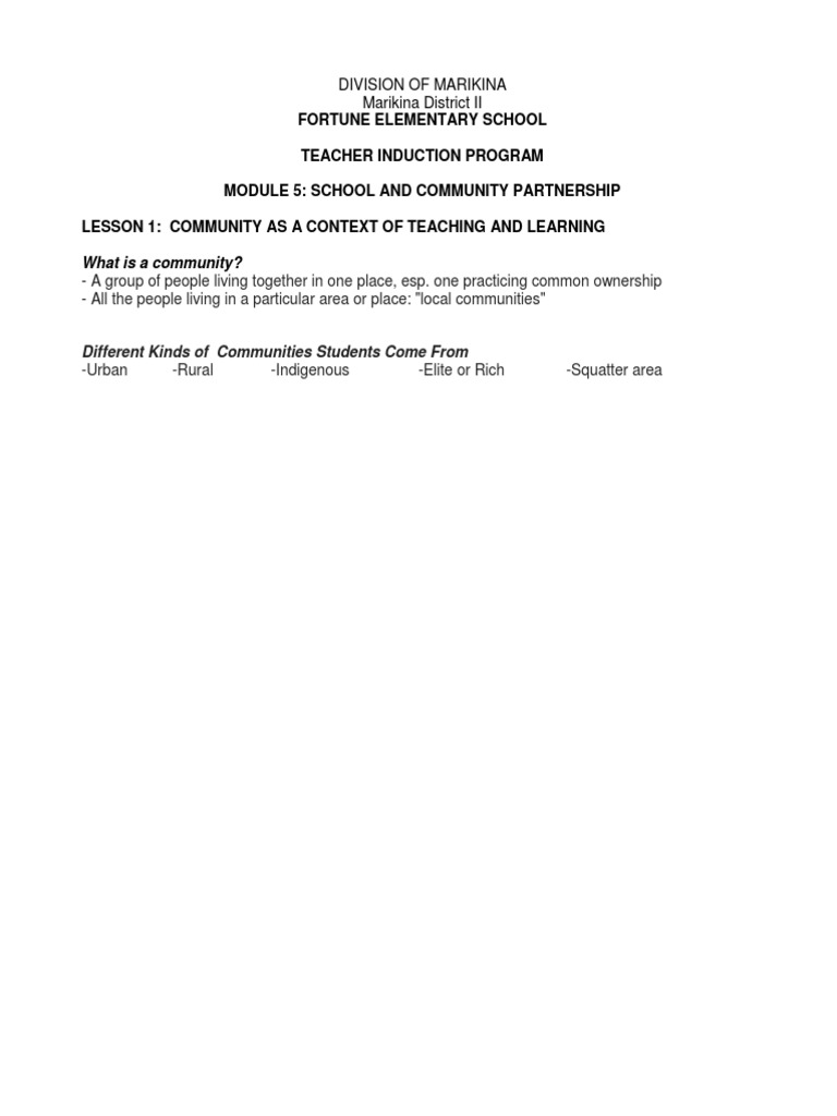 Building Strong School-Community Partnerships: A Module on Leveraging ...