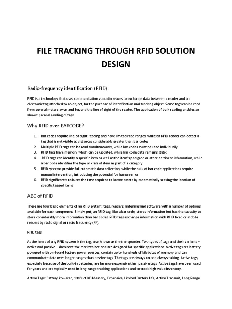 Rfid Solution Design | PDF | Radio Frequency Identification | Barcode