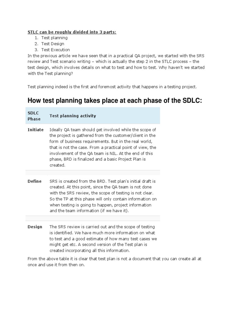 STLC Can Be Roughly Divided Into 3 Parts | PDF | Software Bug | Scope ...