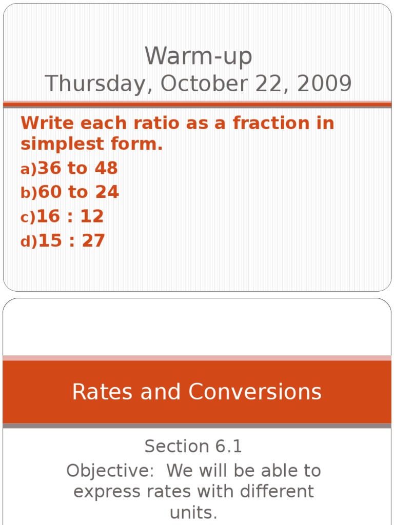 Converting Rates and Units Worksheet | PDF