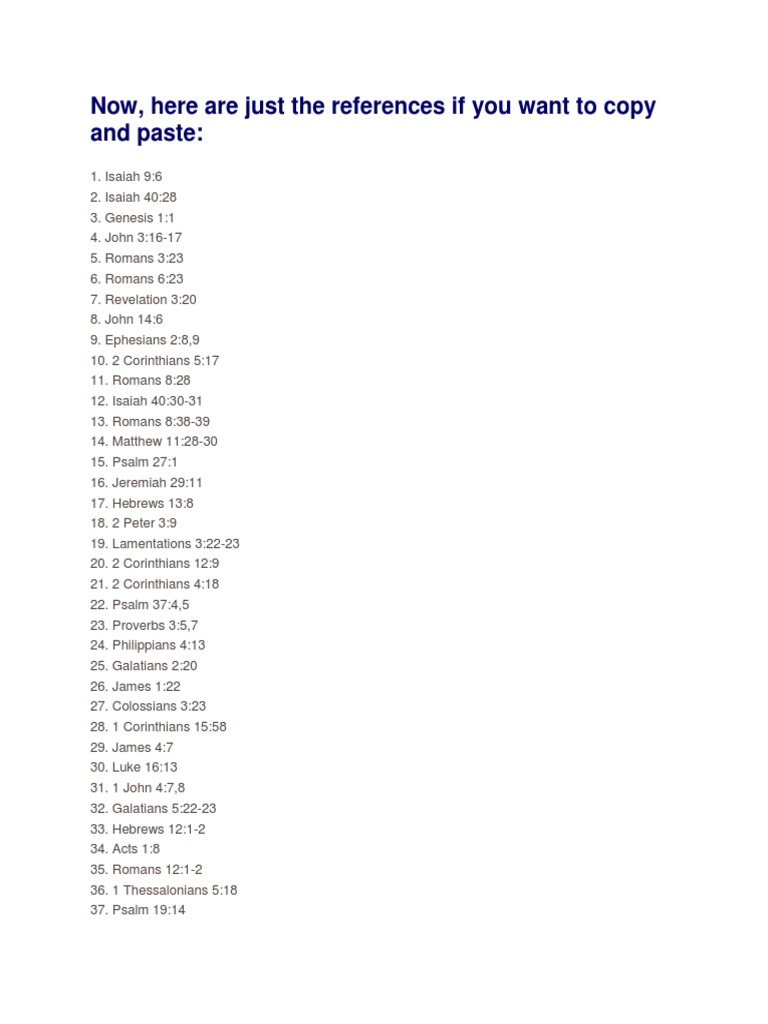 Key Bible Verse References List | PDF