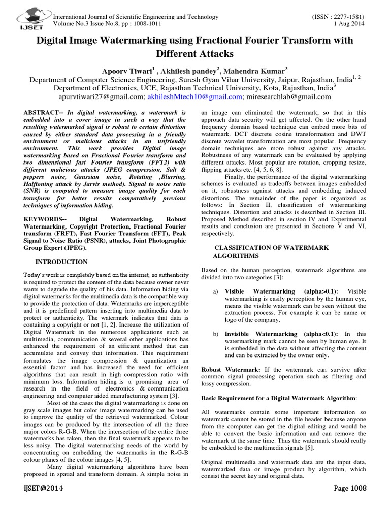 Ijset 2014 803 | PDF | Data Compression | Digital Signal Processing