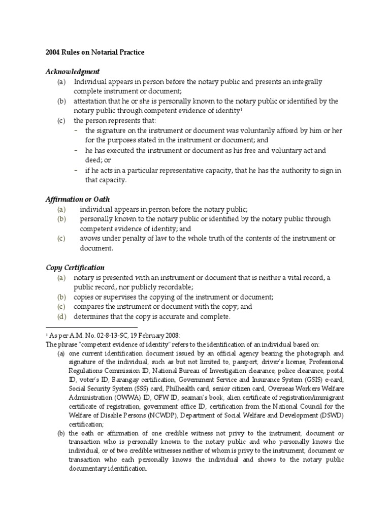 2004 Rules On Notarial Practice | PDF | Notary Public | Signature