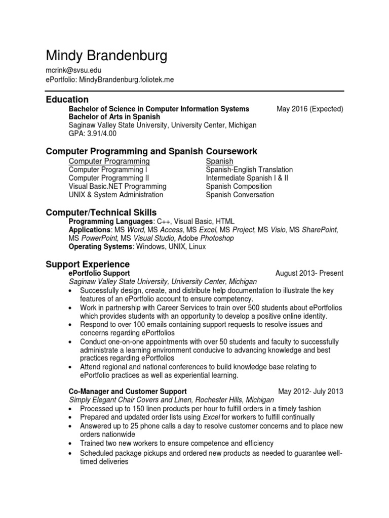 Mindy Brandenburg's Resume | PDF | System Administrator | Computing