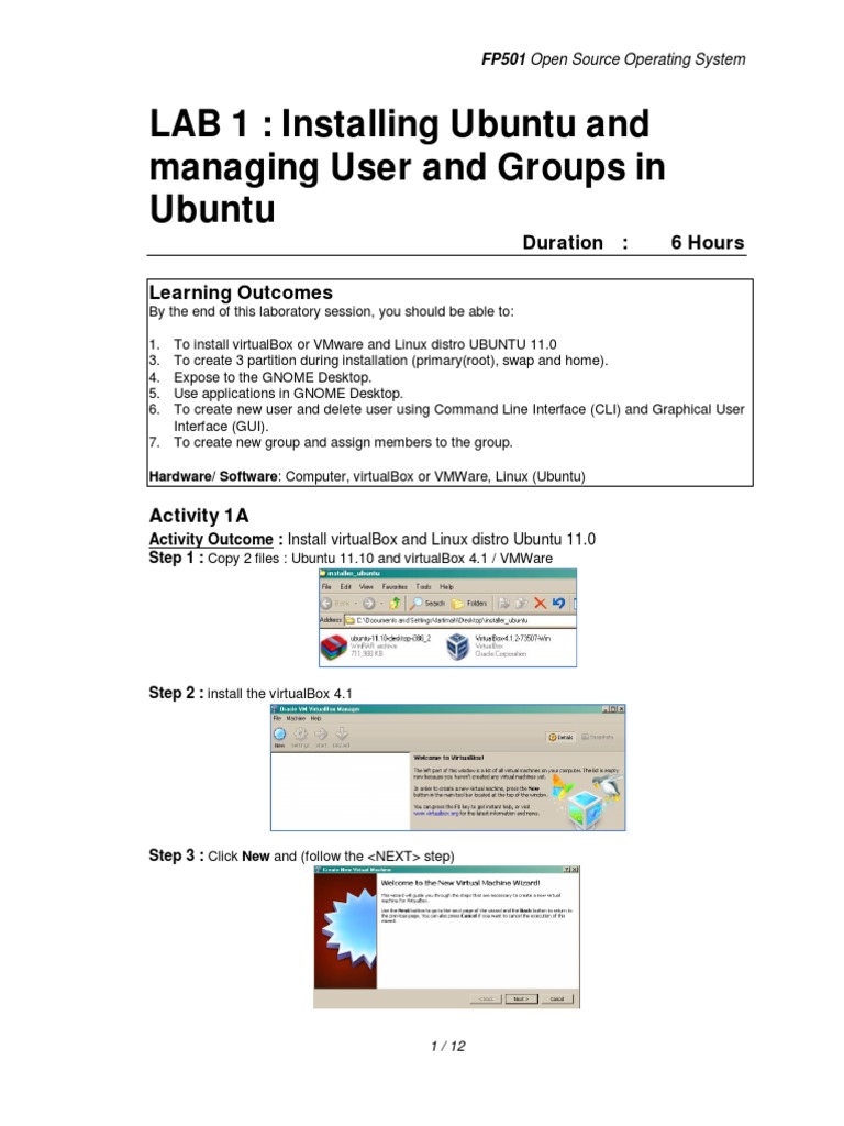 Lab 1 Installing Ubuntu And Managing User And Groups In Ubuntu Pdf