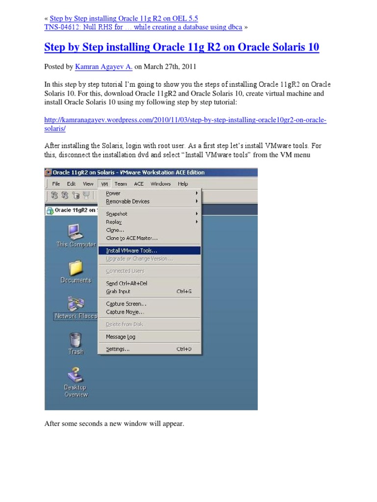 Ora11 On Sol10 in VMWare | PDF | Directory (Computing) | Computer File