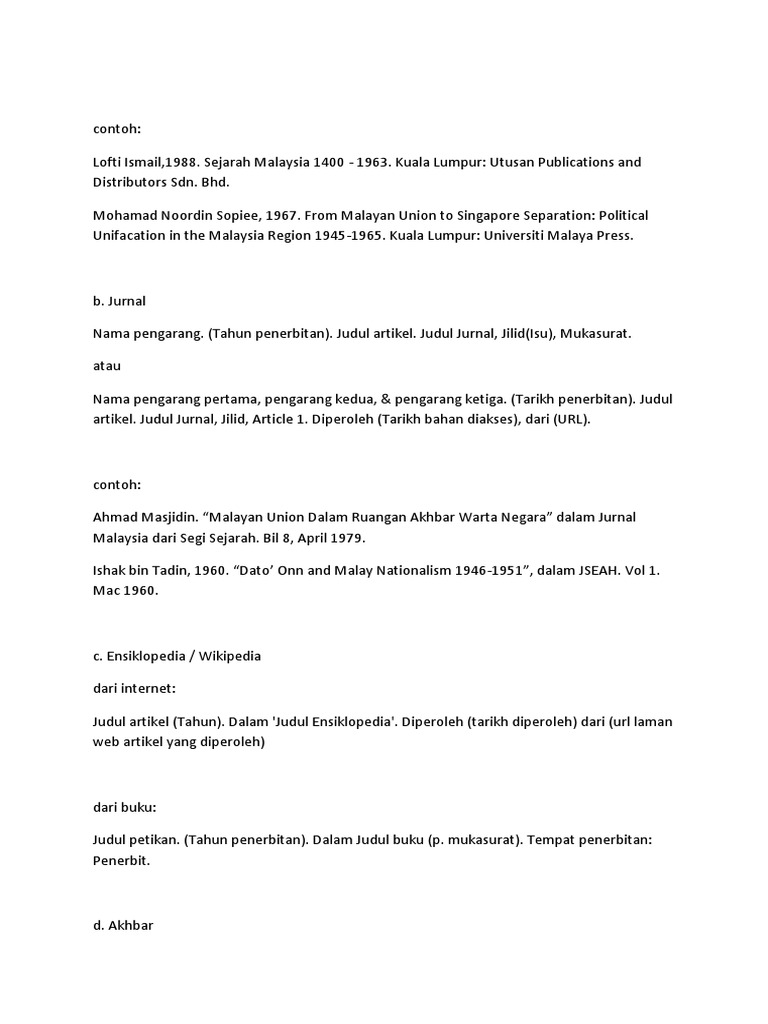 Contoh Rujukan Sejarah | PDF