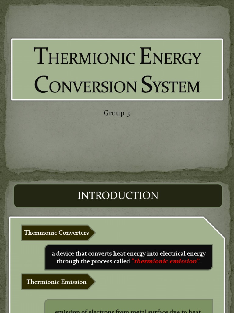 Thermionic Energy Conversion System | PDF | Cathode | Electromagnetism