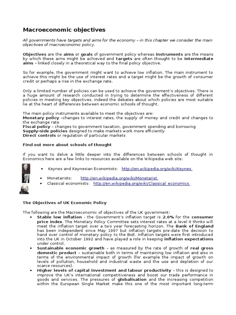 Macroeconomic Objectives Notes | PDF | Inflation | Macroeconomics