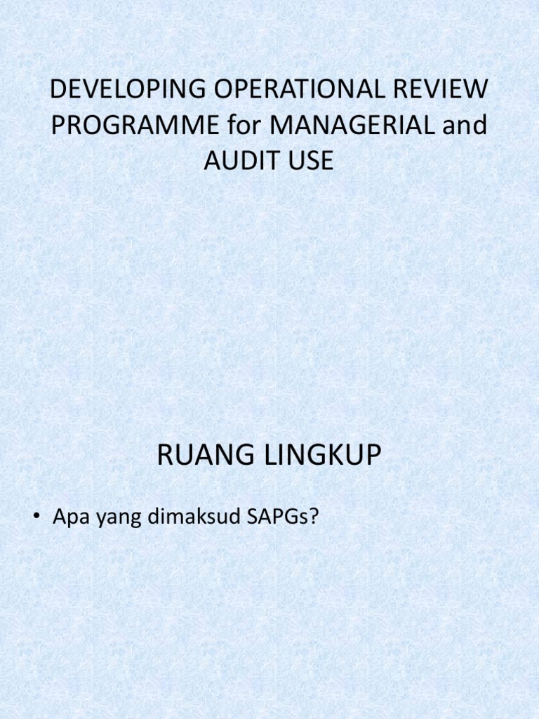Operational Review Program for Management | PDF | Audit | Business ...