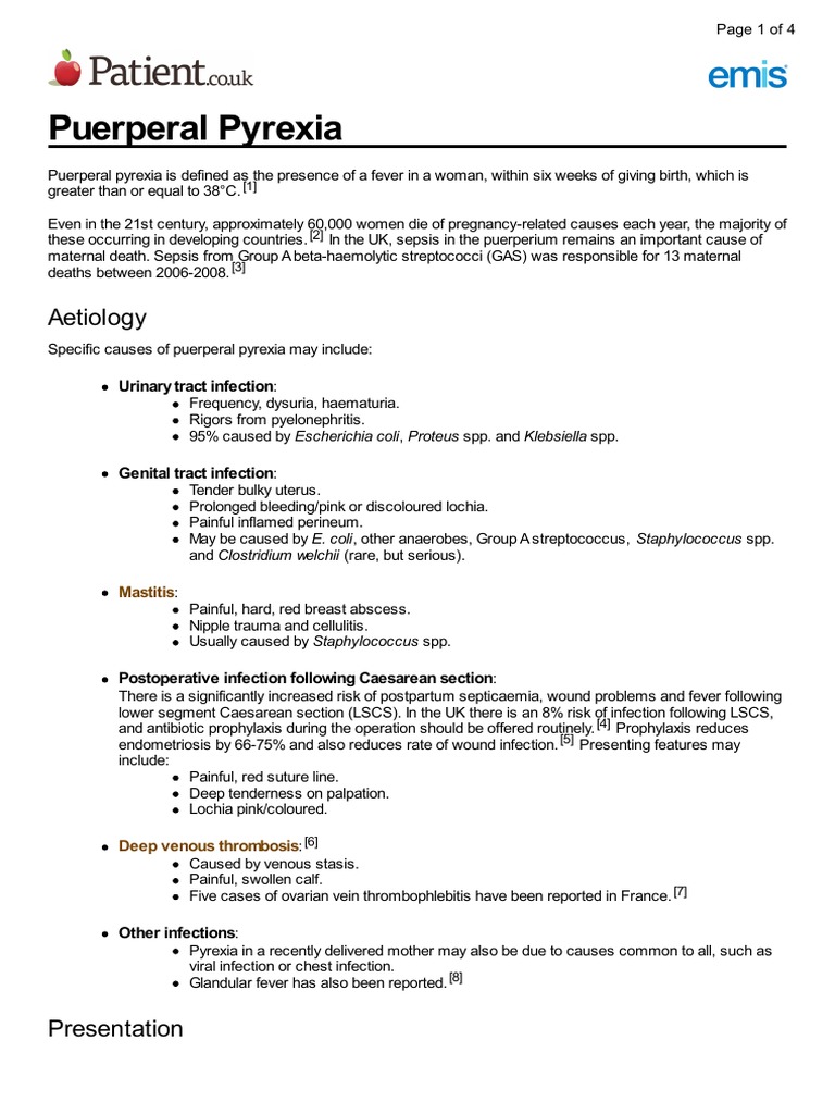 Puerperial Pyrexia | PDF | Sepsis | Postpartum Period