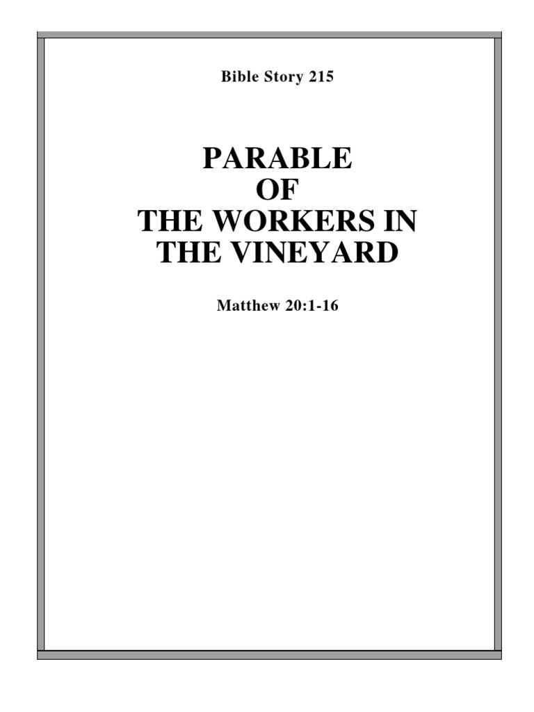 Parables of The Workers in The Vineyard | PDF | Gospel Of Matthew ...