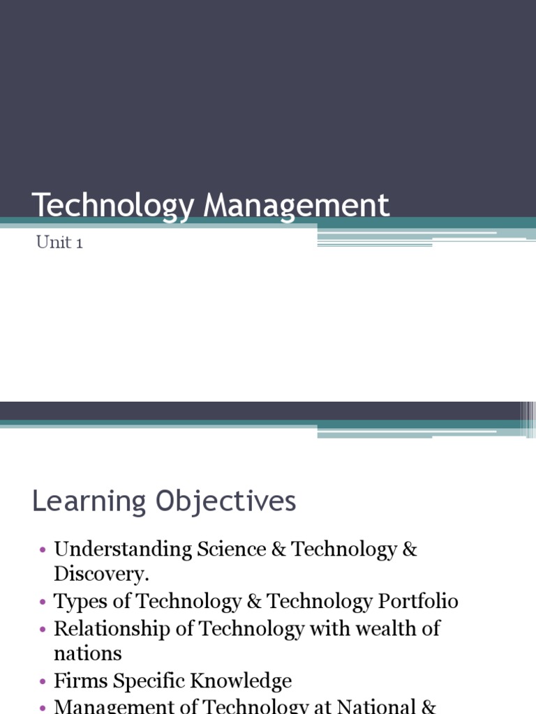 Technology Management: Unit 1 | PDF | Strategic Management | Research ...