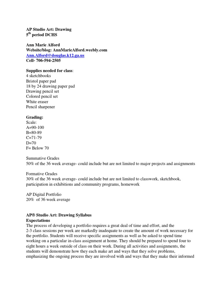 Ap Drawing Syllabus | PDF | Composition (Visual Arts) | Figure Drawing