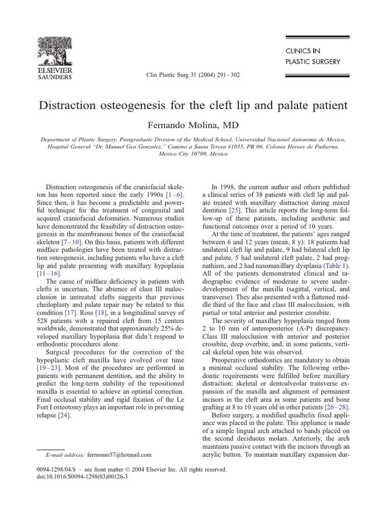 Distraction Osteogenesis in Cleft Patients | PDF | Human Anatomy | Mouth