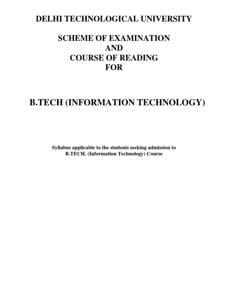 B.Tech (Information Technology) : Delhi Technological University Scheme ...