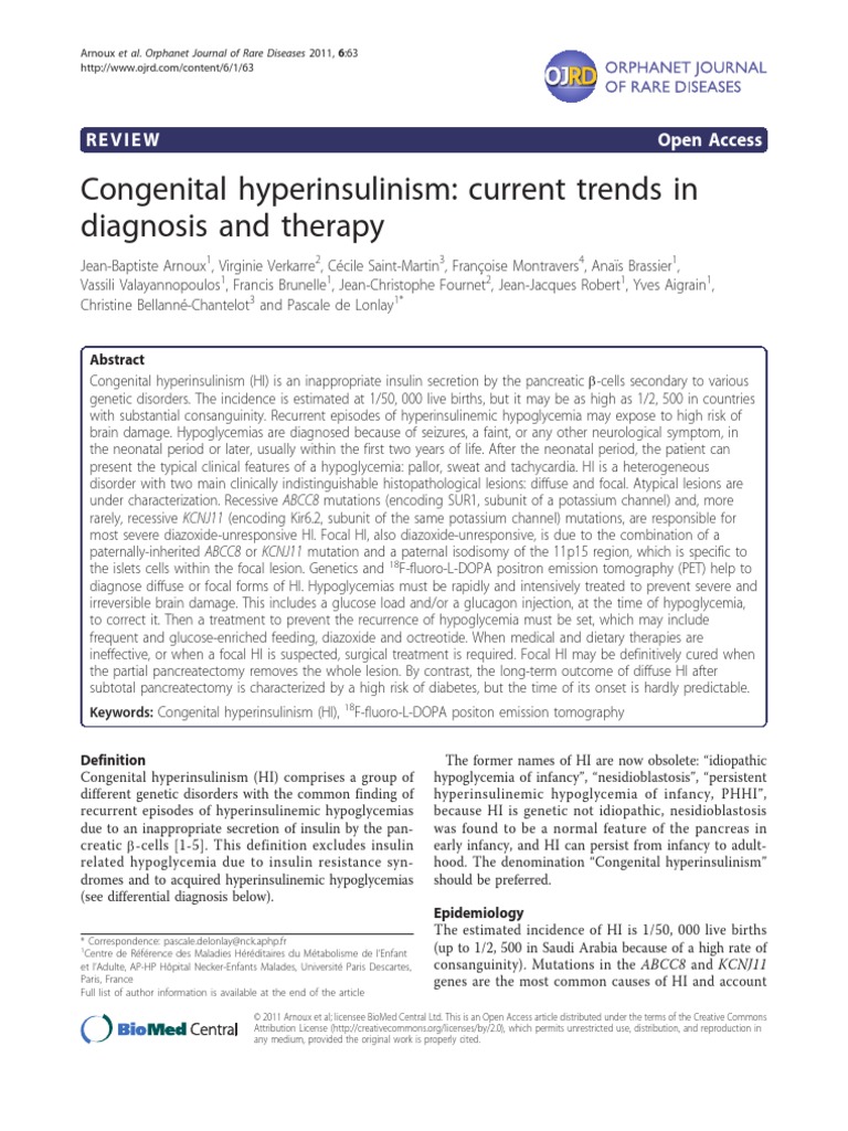 Congenital Hyperinsulinism Current Trends in Diagnosis and Theraphy ...
