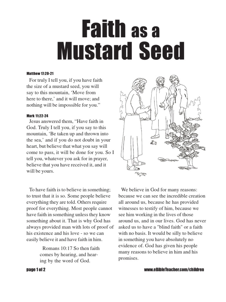Faith the Size of a Mustard Seed Handout | Faith | Jesus | Free 30-day ...