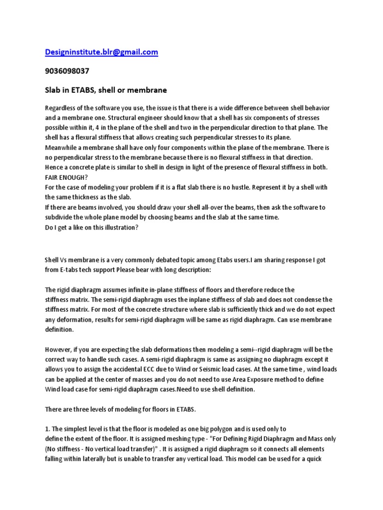 Slab in ETABS, Shell or Membrane | PDF | Framing (Construction) | Beam ...