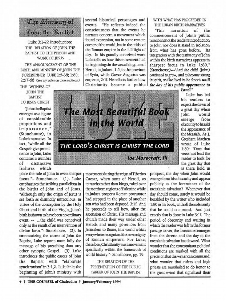 1994 Issue 1 - Sermon On Luke 3:1-22 - The Ministry of John The Baptist ...