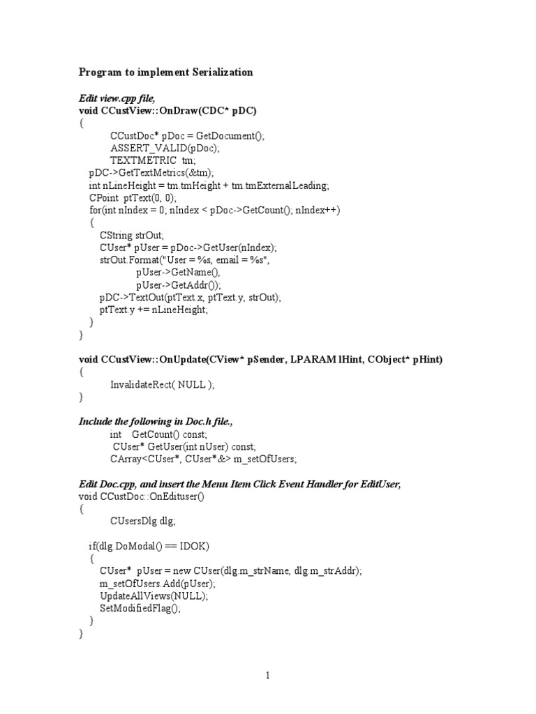 Program To Implement Serialization | PDF | Software Development | Computing
