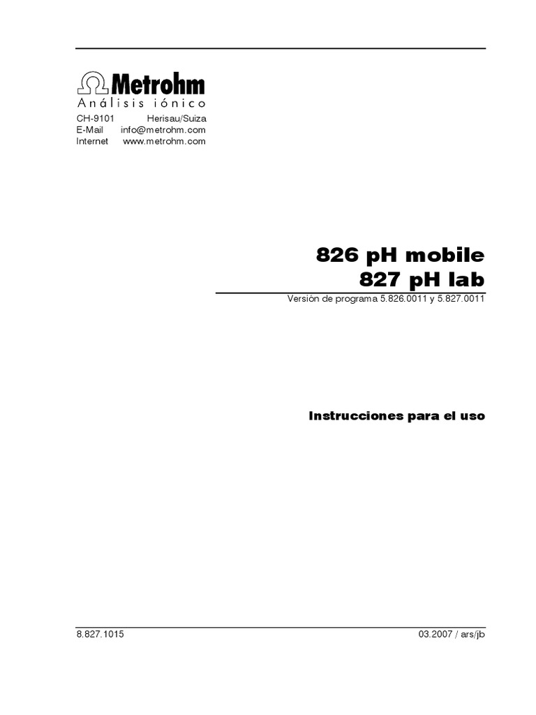 METROHM - 827 - Manual Castellano | PDF | Calibración | Ph