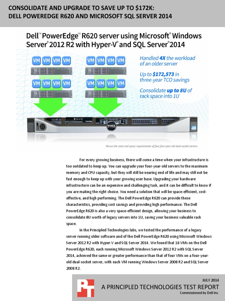 Consolidate and Upgrade To Save Up To $172K: Dell PowerEdge R620 and Microsoft SQL Server 2014 ...