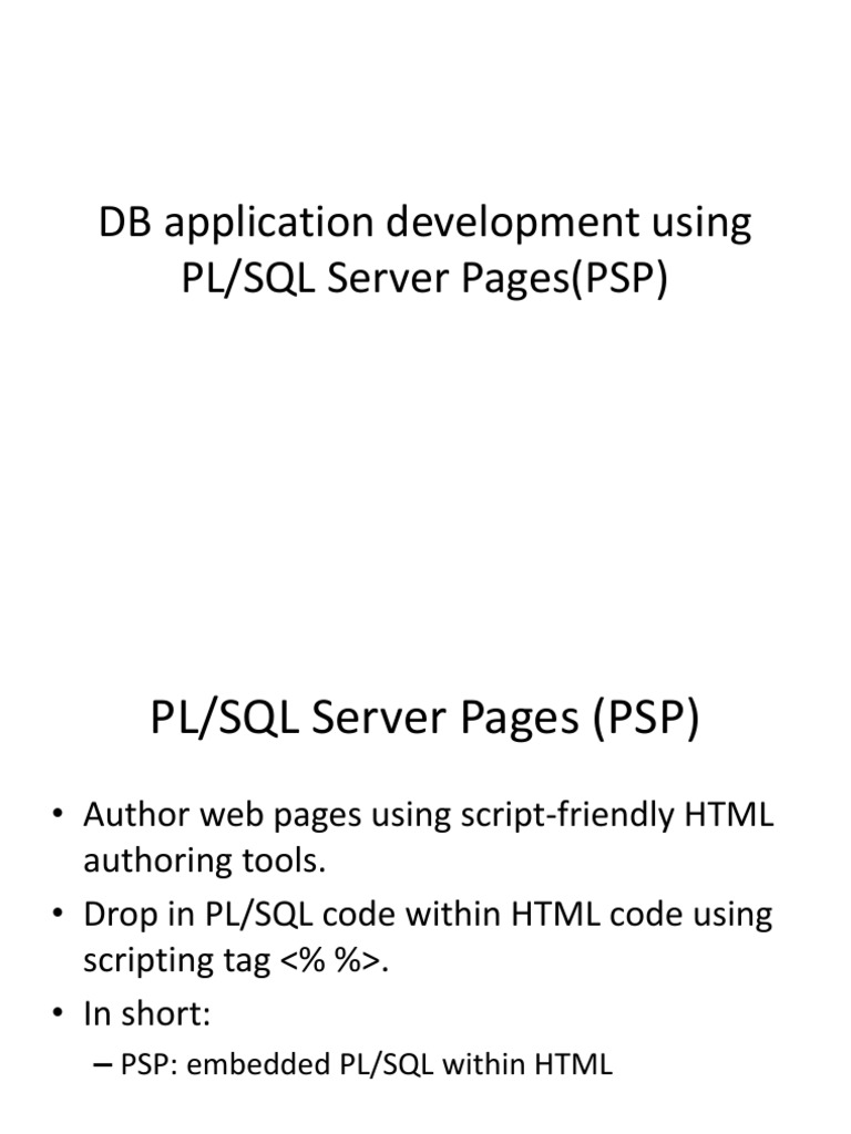 DB Application Development Using PL/SQL Server Pages (PSP) | PDF | Pl/Sql | Software