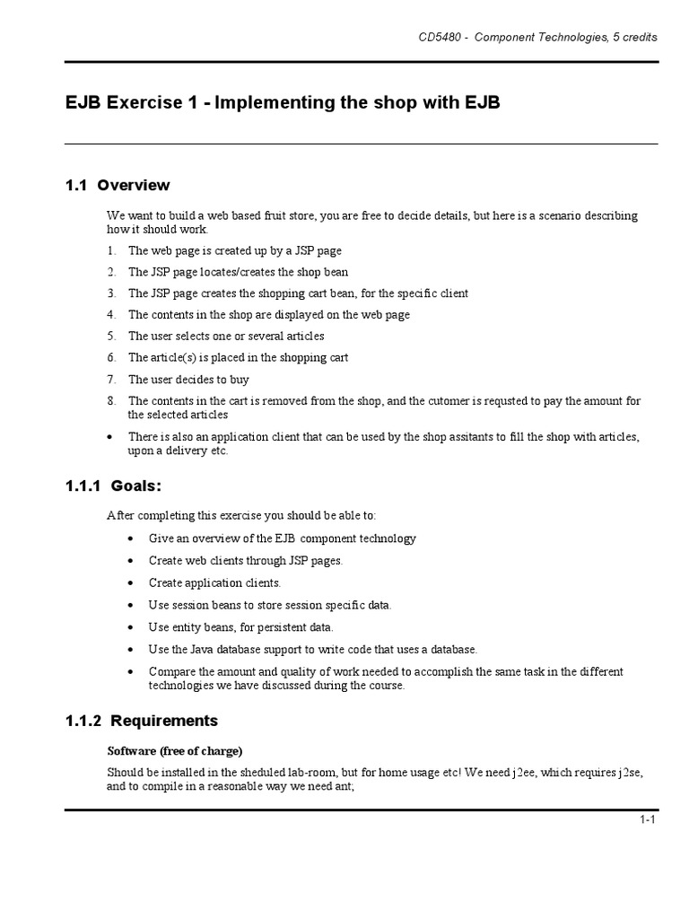 EJB Exercises | Download Free PDF | Enterprise Java Beans | Java Platform