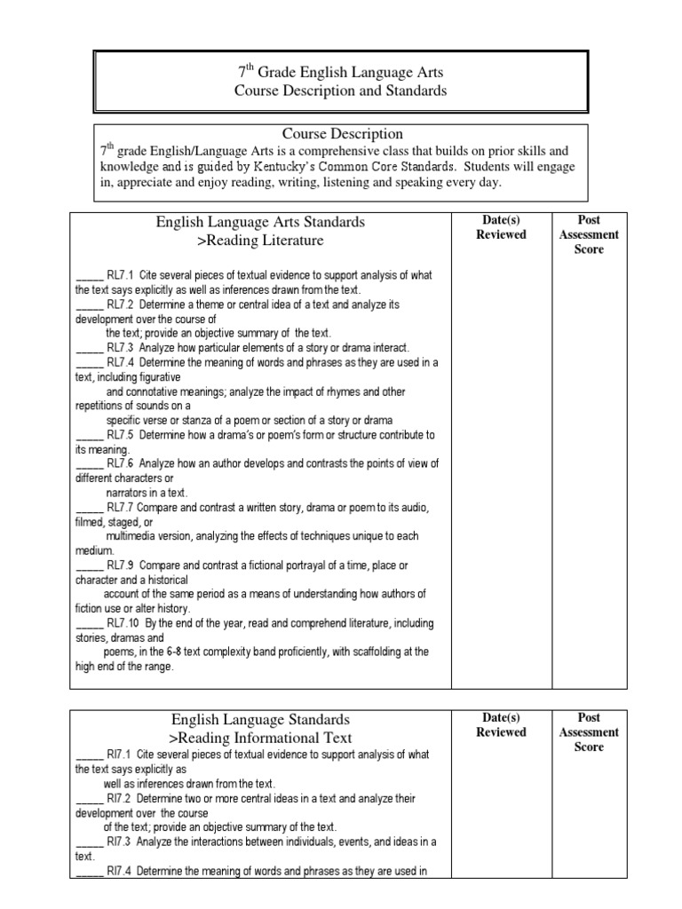 Student Friendly Standards Final | PDF | English Language | Poetry