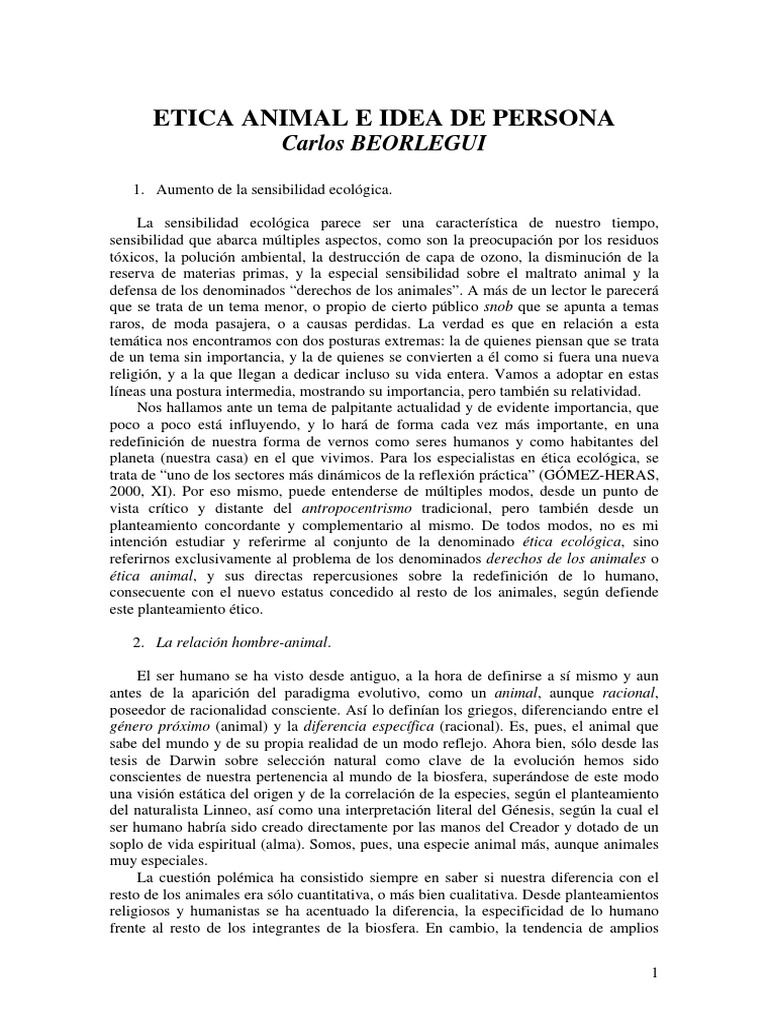 Ética Animal y Redefinición Humana | PDF | Ciencias sociales