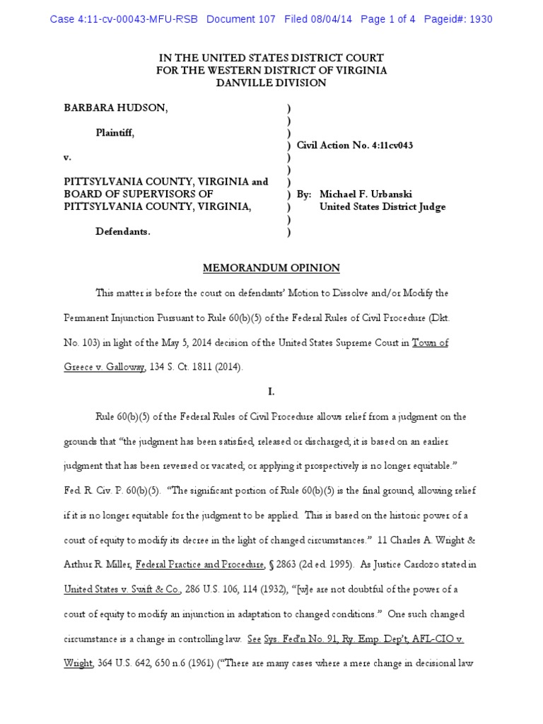 Hudson V Pittsylvania County | PDF | Equity (Law) | United States ...