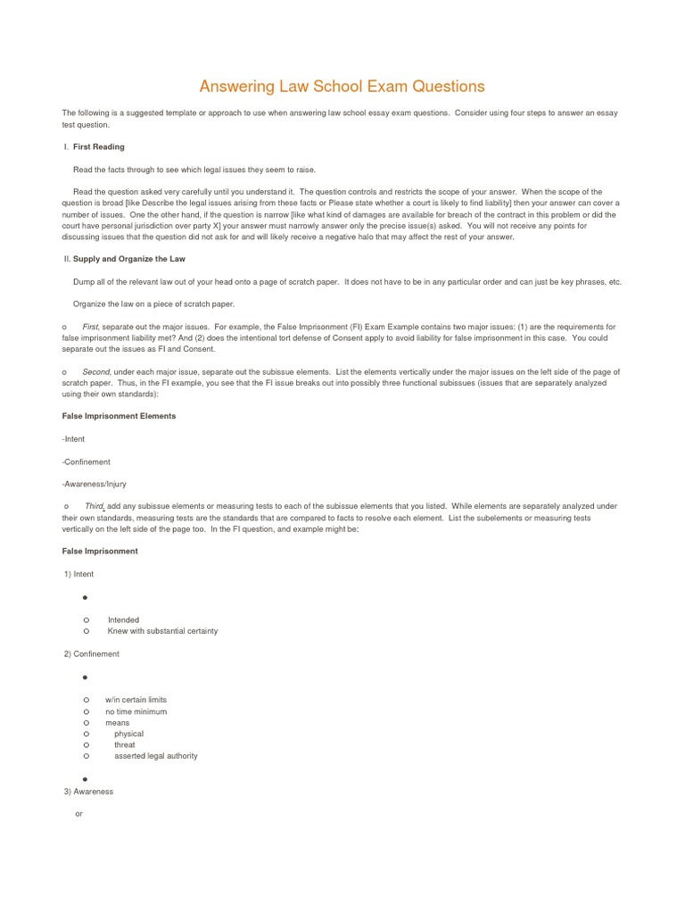 Answering Law School Exam Questions | PDF | Offer And Acceptance | Test ...