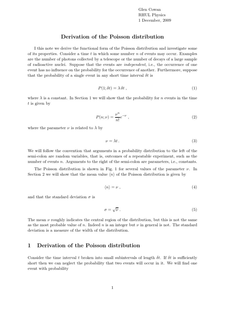 Poisson Note | PDF | Poisson Distribution | Teaching Mathematics