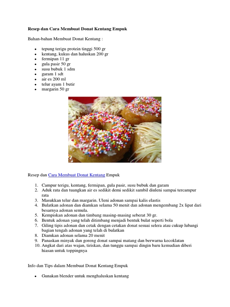 Resep Dan Cara Membuat Donat Kentang Empuk | PDF | Pengembangan Diri