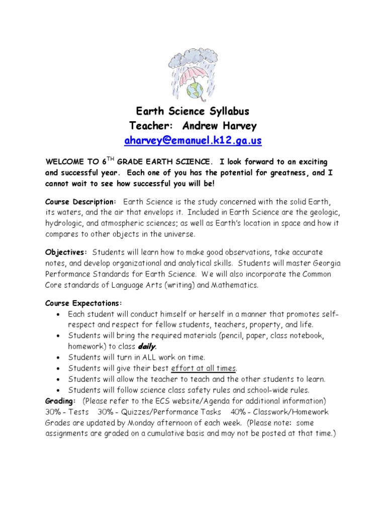 Earth Science Syllabus 2014-15 | PDF | Educational Assessment | Homework