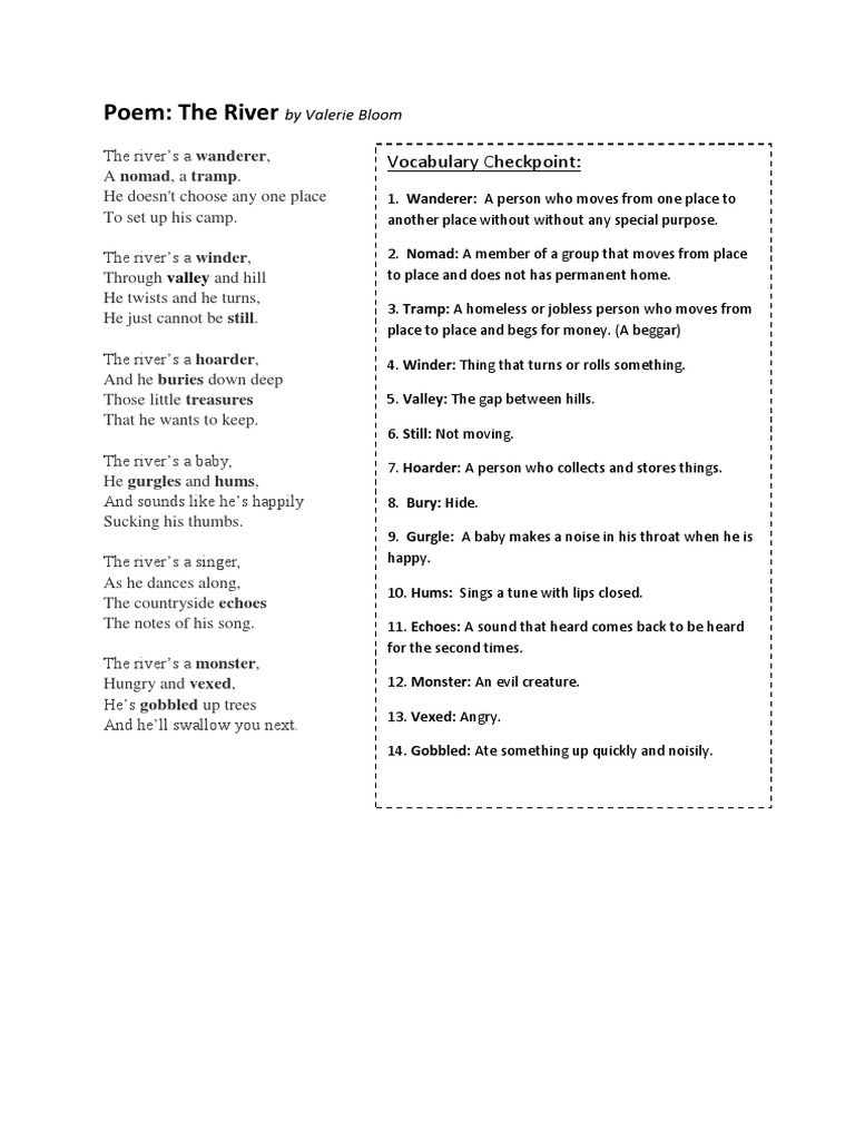 Poem The River | PDF | Poetry