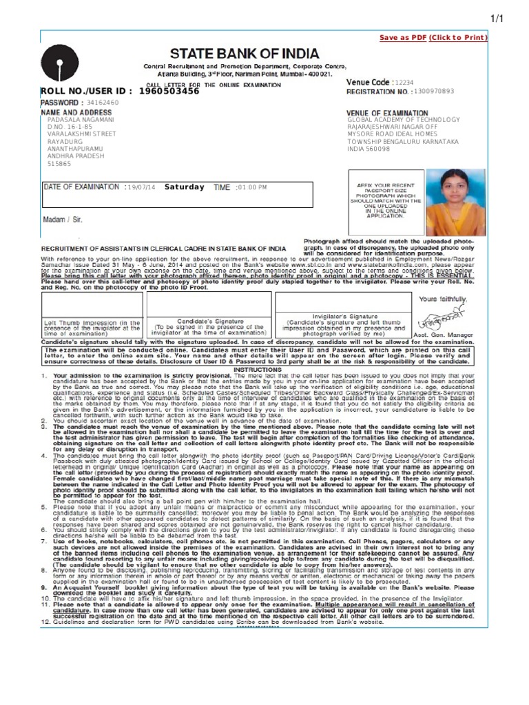 Student Roll Number Details | PDF