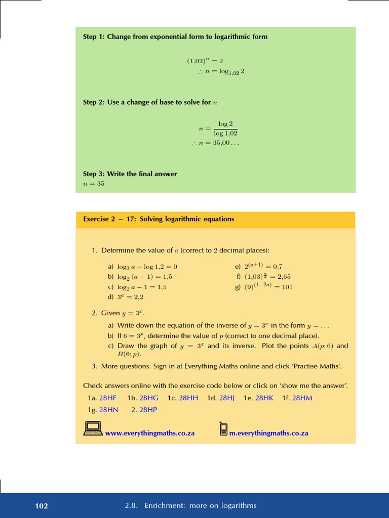 102 2.8. Enrichment: More On Logarithms: 28HF 28HG 28HH 28HJ 28HK 28HM ...