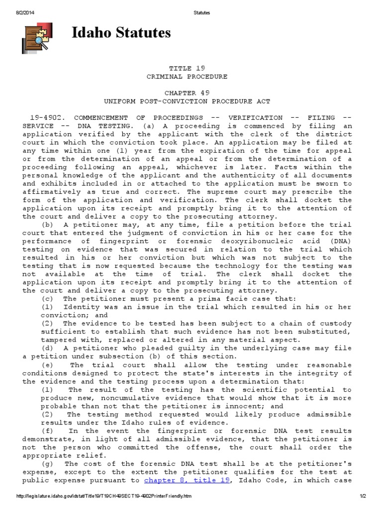 DNA Post Conviction | PDF | Forensic Science | Evidence