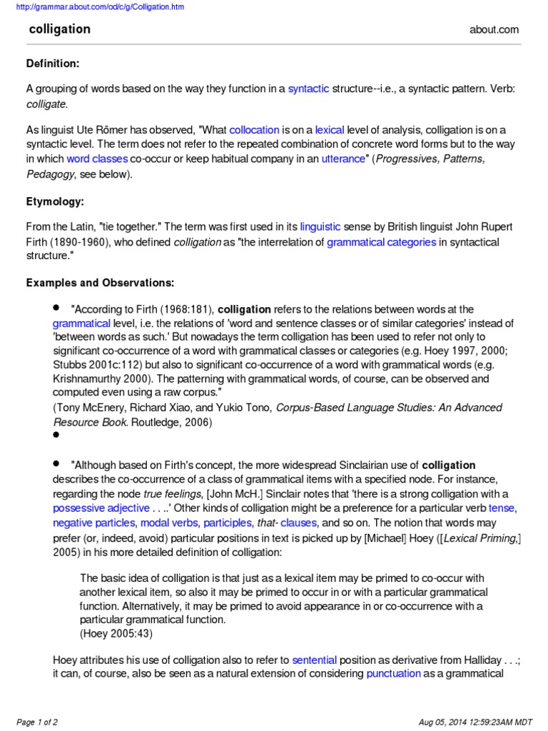 Colligation | Word | Verb