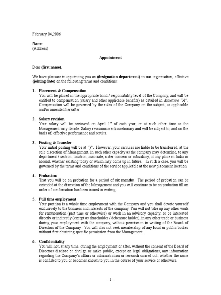 Appointment Letter | Business