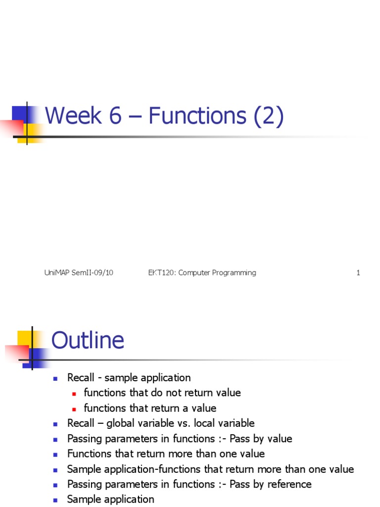 Ekt120 Week06 Functions2 | PDF | Subroutine | Parameter (Computer Programming)
